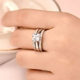 Wuziwen Princess Bridal Ring Sets for Women Wedding Band Guard Ring Enhancers Sterling Silver CZ ...