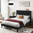 Merluxy Full Size Velvet Bed Frame with Headboard, Charging Station ...
