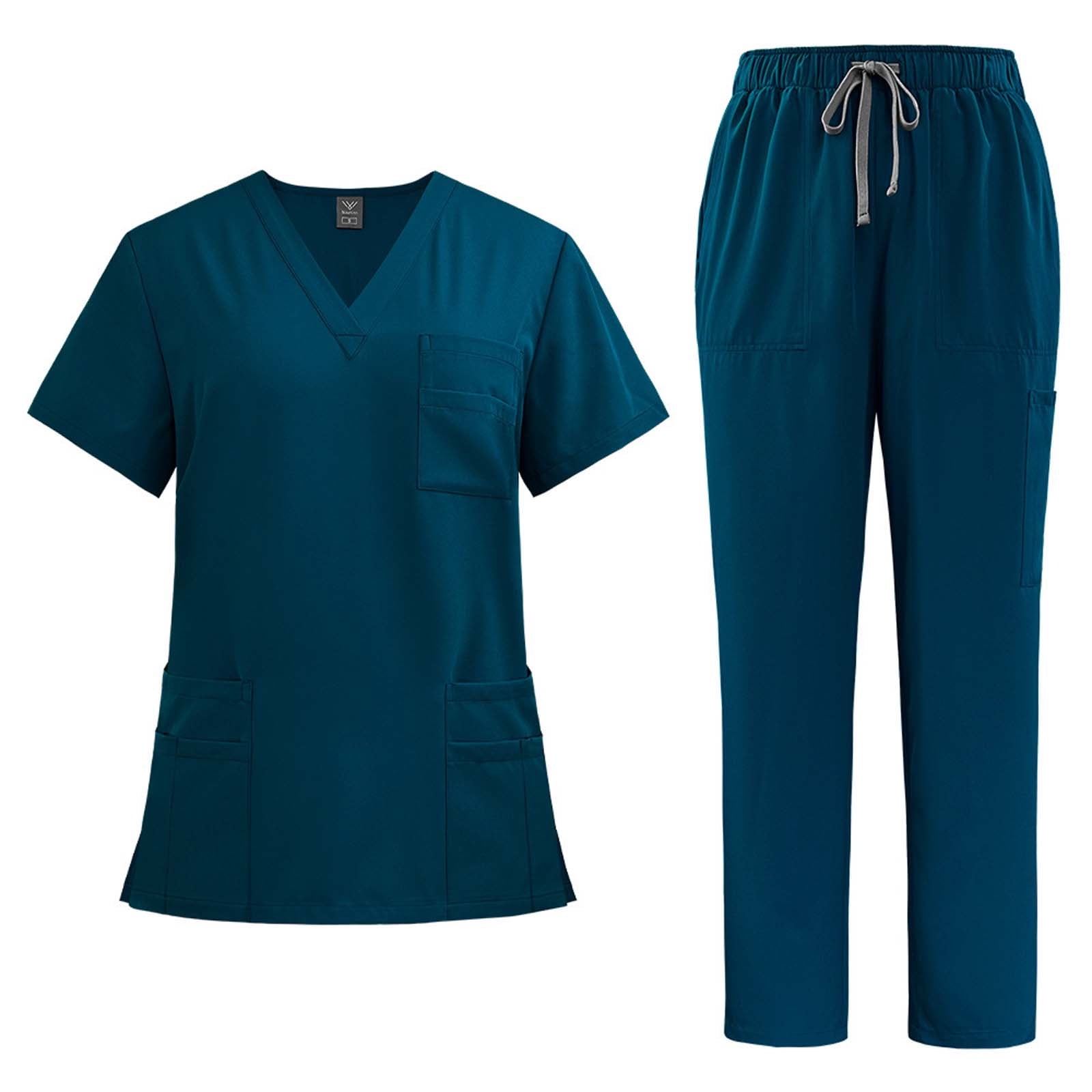 Click here for Amzcrzy Scrubs For Women Set Solid Color Short Sle... prices