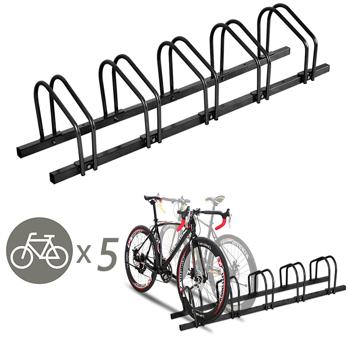 Click here for Gymax 5 Bike Bicycle Stand Parking Garage Storage... prices