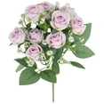 1 Bundle Artificial Mini Rose Bunch 12 Heads Faux Small Silk Rose ...
