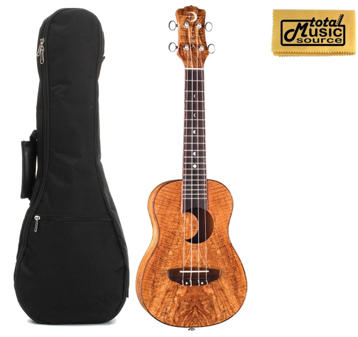 Luna Exotic Spalt Maple Concert Ukulele Crescent Moon w/Gigbag & TMS ...