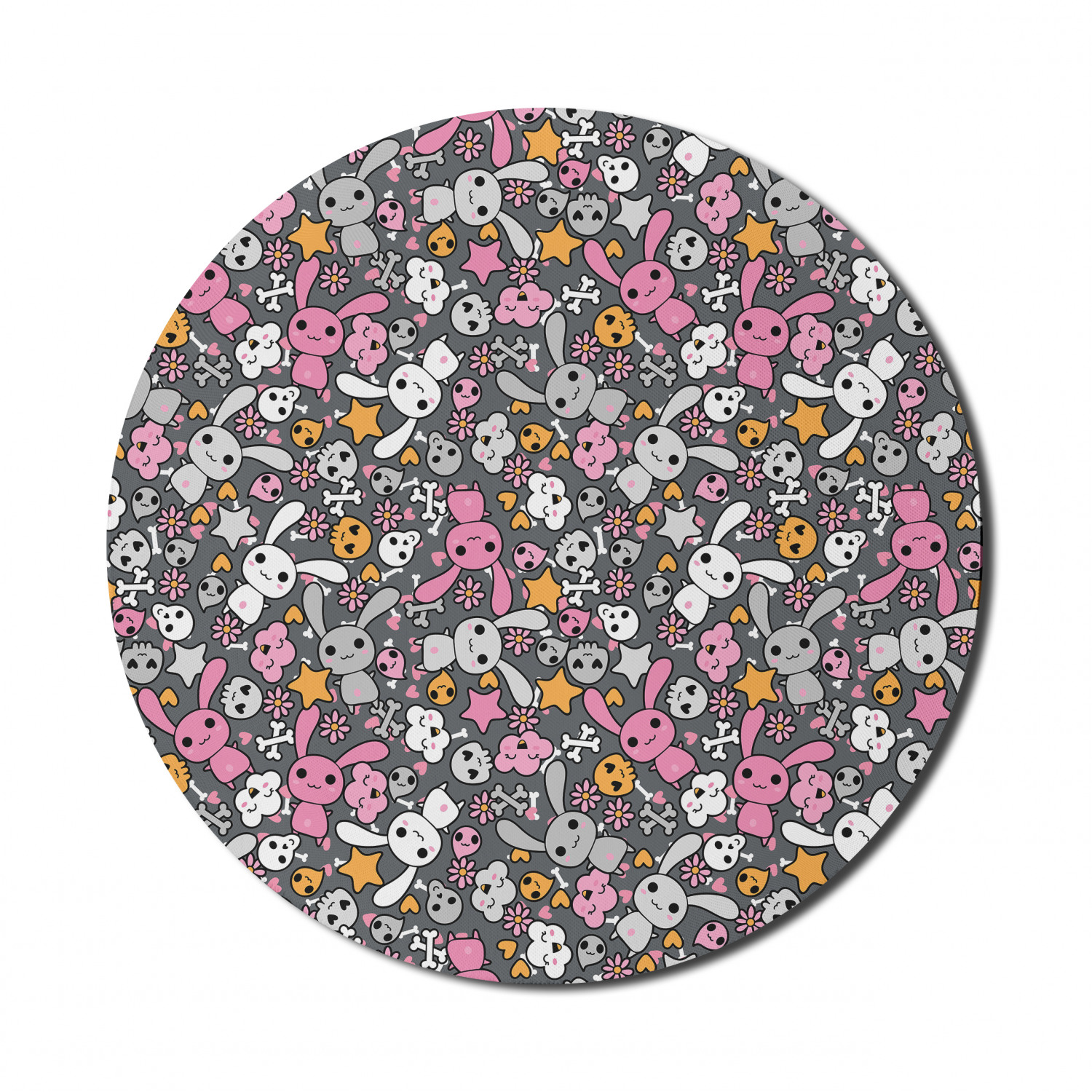 Cartoon Mouse Pad for Computers, Kawaii Bunnies and Clouds Heart Eyed ...