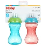 Nuby 2 Pack 10 Oz. Clik-It Cup with Silicone Spout, Red & Blue ...