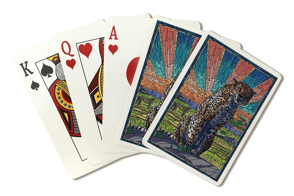 Cheetah, Mosaic, Lantern Press, Premium Playing Cards, 52 Card Deck ...