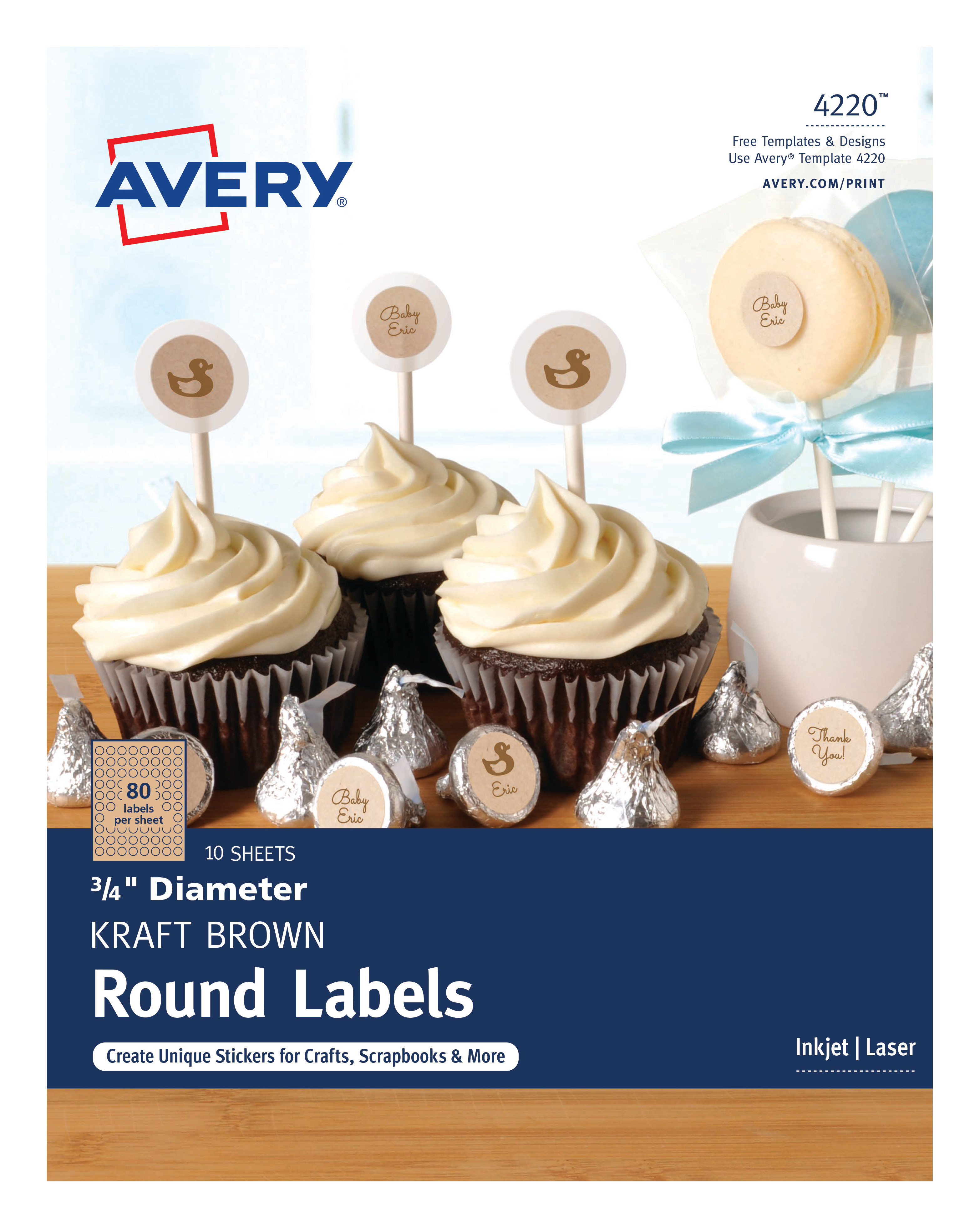 Avery Kraft Brown Print to The Edge Round Labels 3 4 Diameter Pack Of Avery Kraft Brown Print to The Edge Round Labels 3 4 Diameter Pack Of