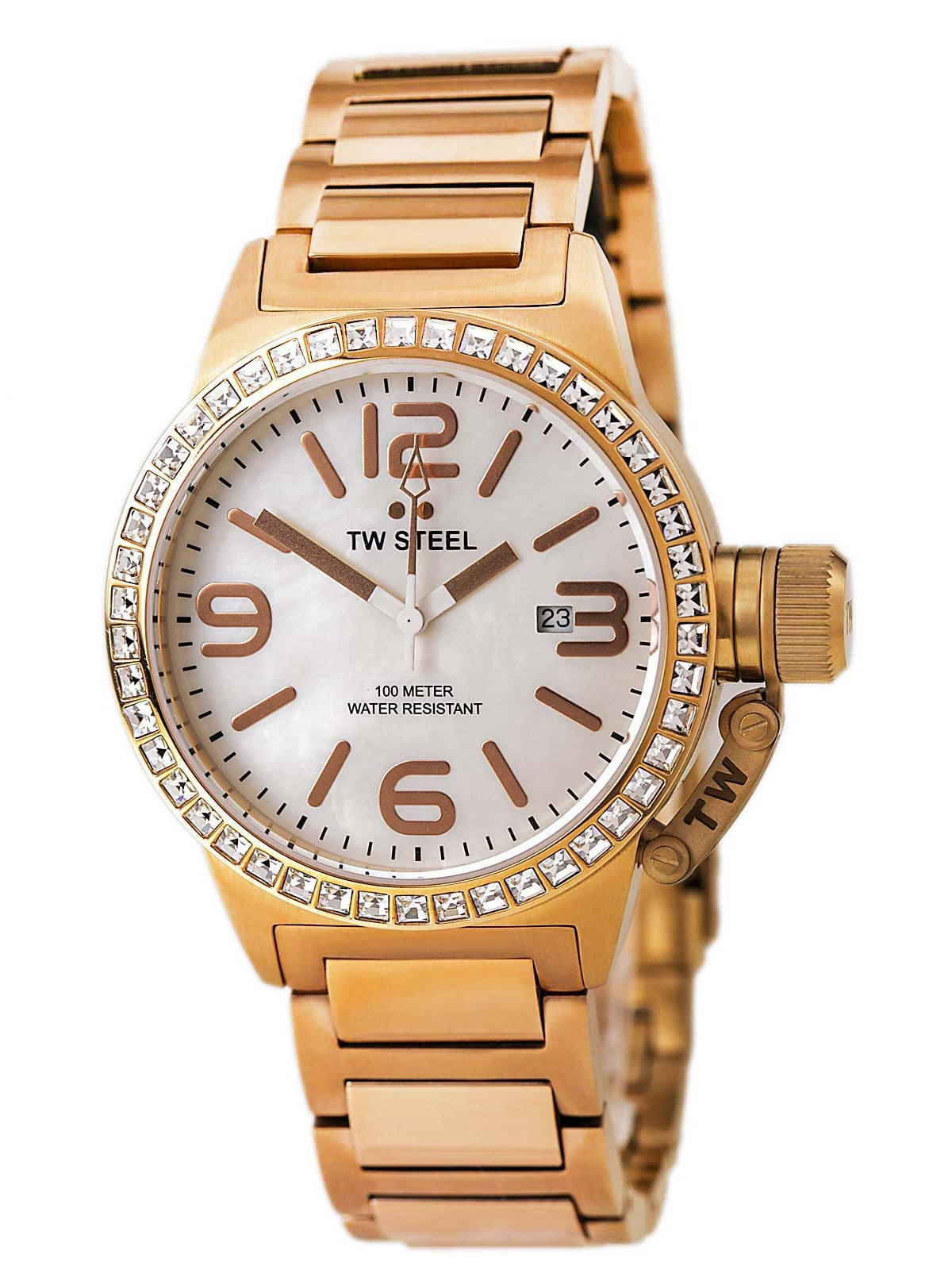 TW306 Women's Canteen Swarovski Crystal MOP Dial Rose Gold IP Steel ...