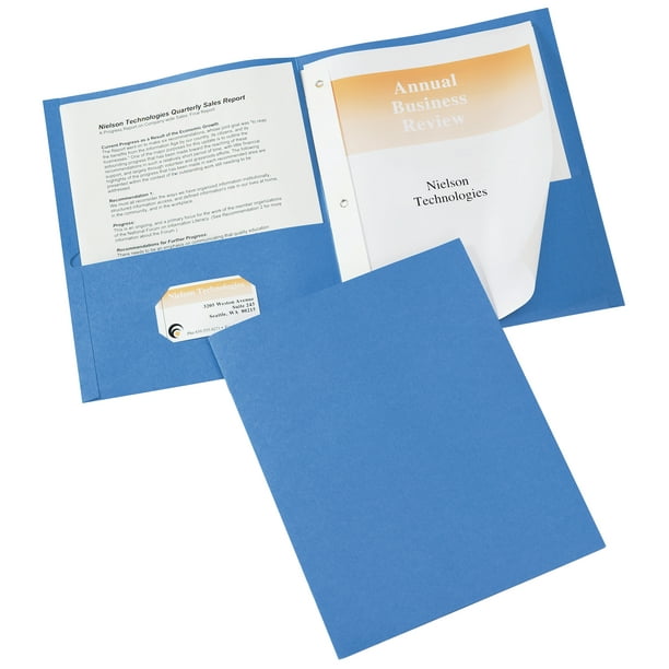 Two Pocket Folders with 3 Prong Fasteners, 25 Blue Folders (47976 ...