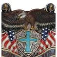Patriotic Flags Bald Eagle On Cross Crest God Bless USA Wall Plaque ...