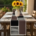 Brown Black Cotton Linen Table Runner Vintage Japanese Style Striped ...