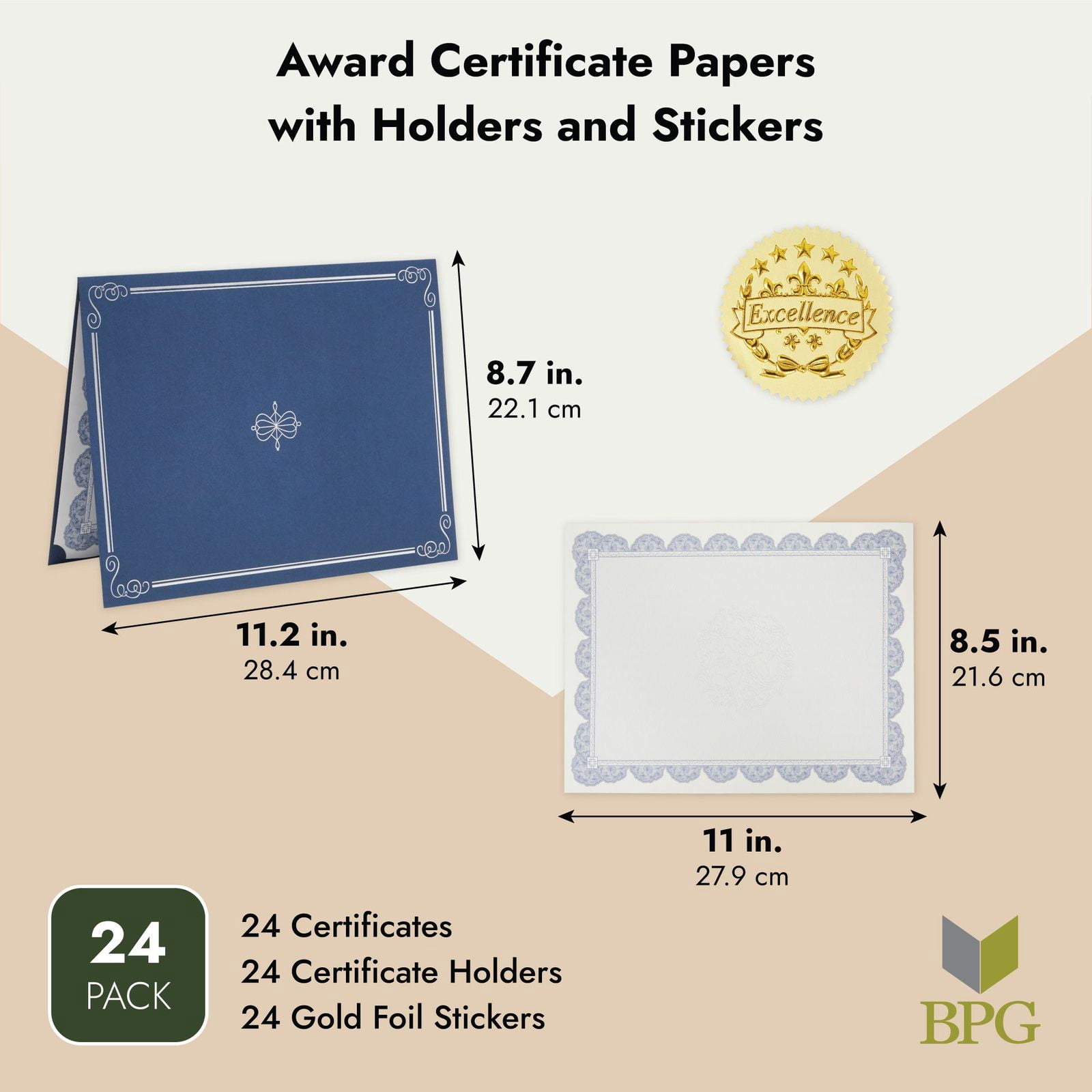 Buy 24 Pack Navy Blue Certificate Holders and Letter Size Diploma Award ...