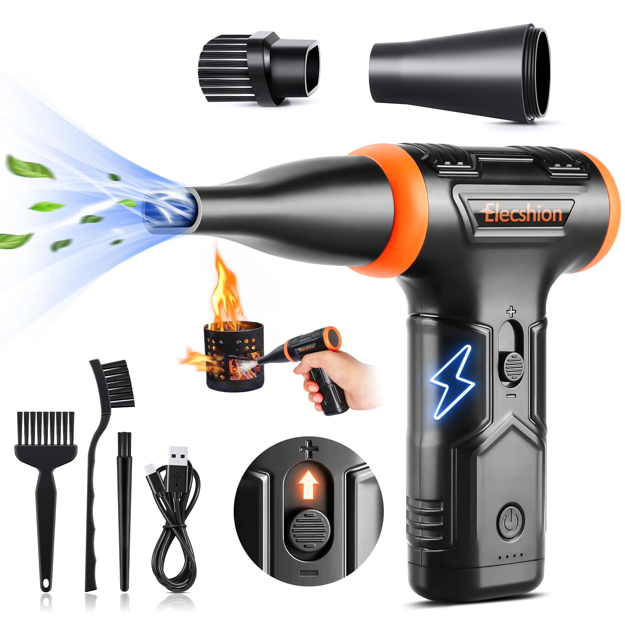 Compressed Air - Electric Air Duster, 50 mph 110000RPM Super Power ...
