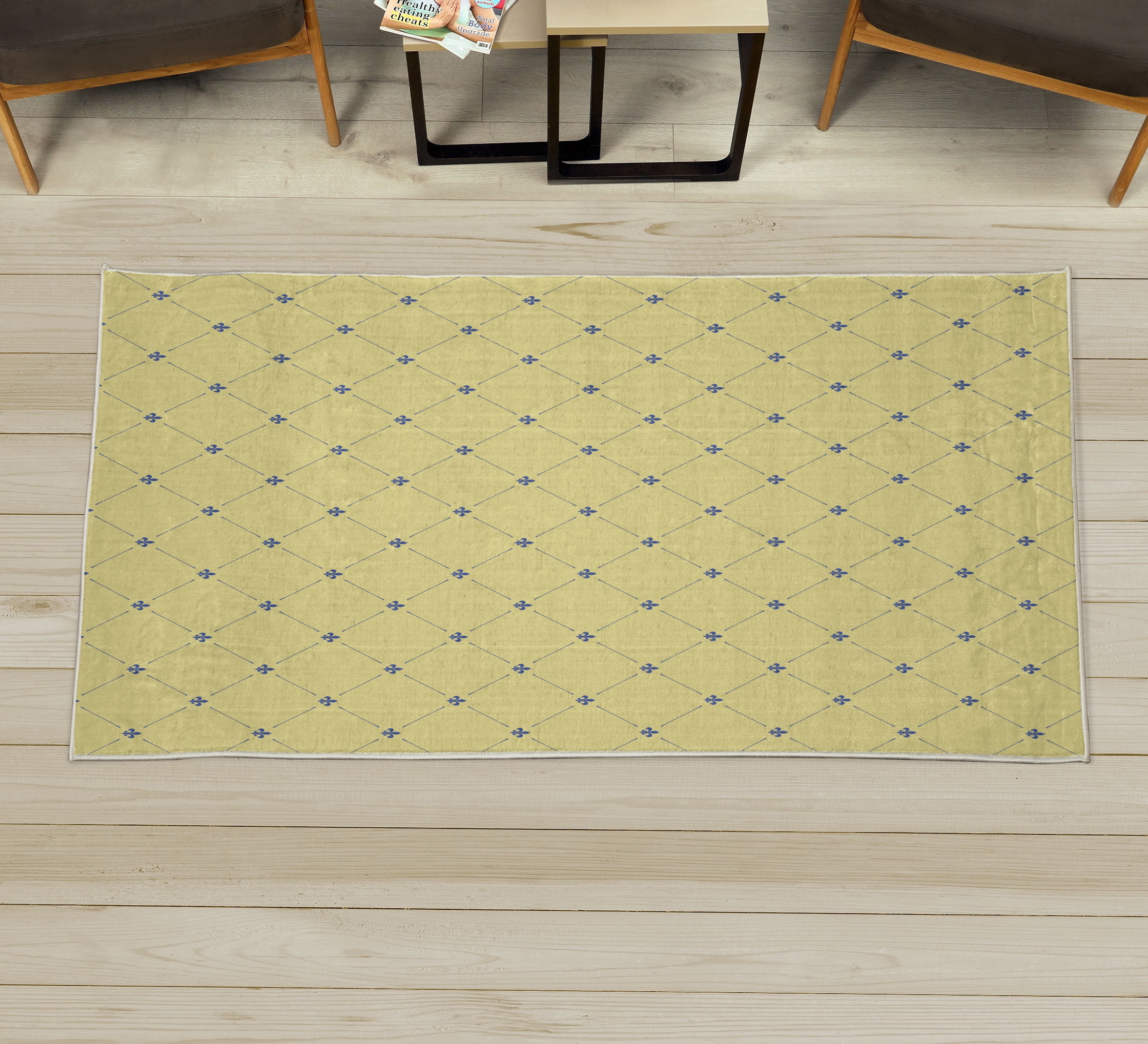 Fleur De Lis Decorative Rug, Shabby Form Style Damask Pattern with ...