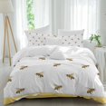 4 Piece Duvet Cover Set Cal king, Farm Honey Bee Swirling Yellow Soft ...