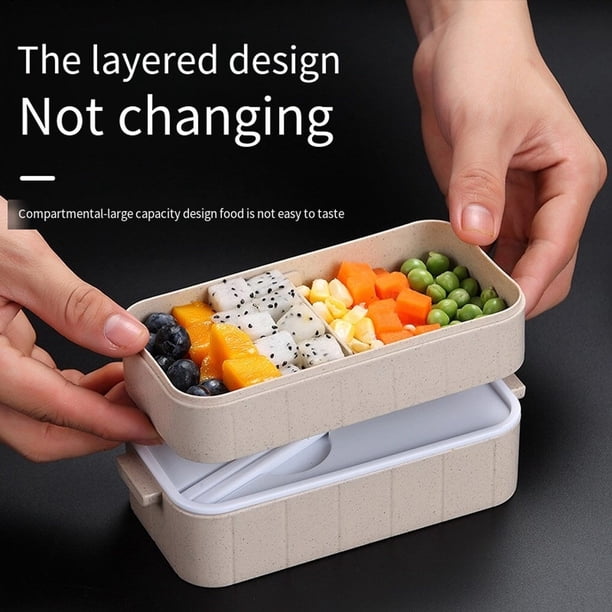 enqiretly Lunchbox Leakproof Fruit Storage Container Double-layers ...