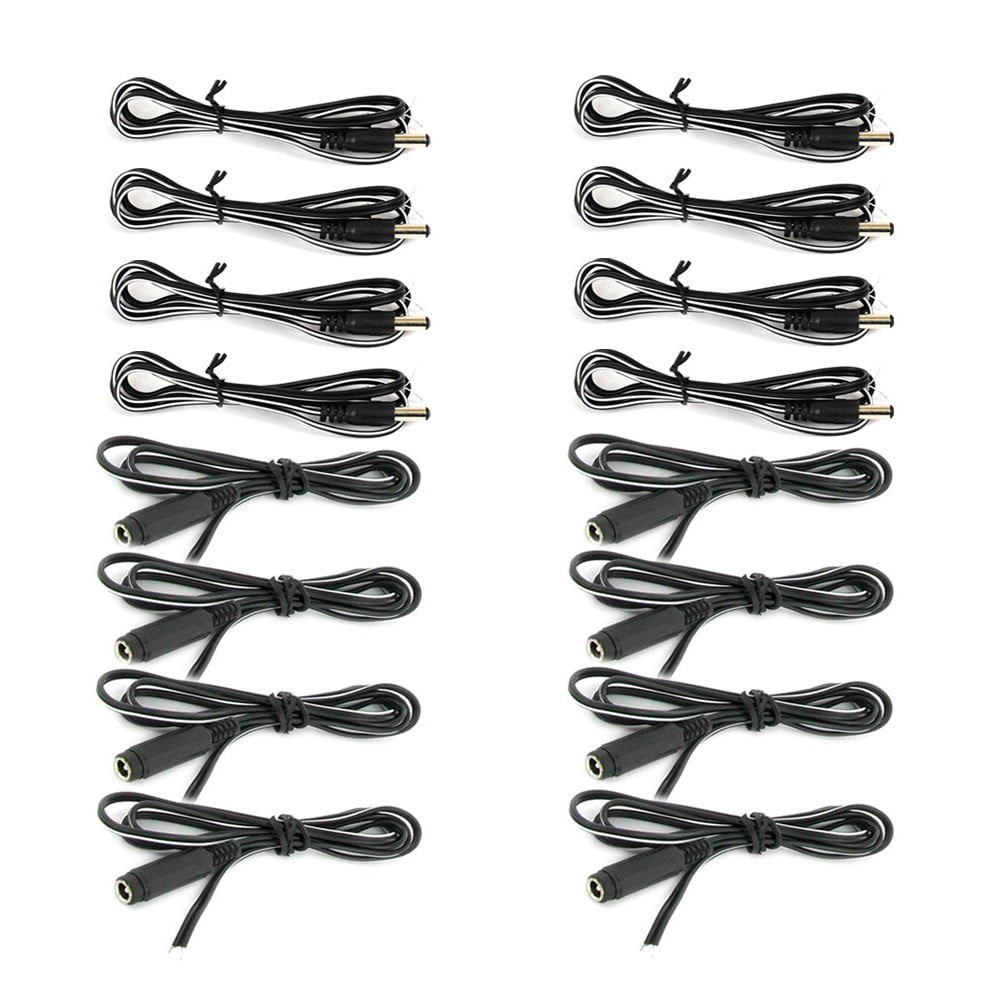 VideoSecu 16 Pieces Power Plug Pigtail Cables 2.1mm DC Male Female ...