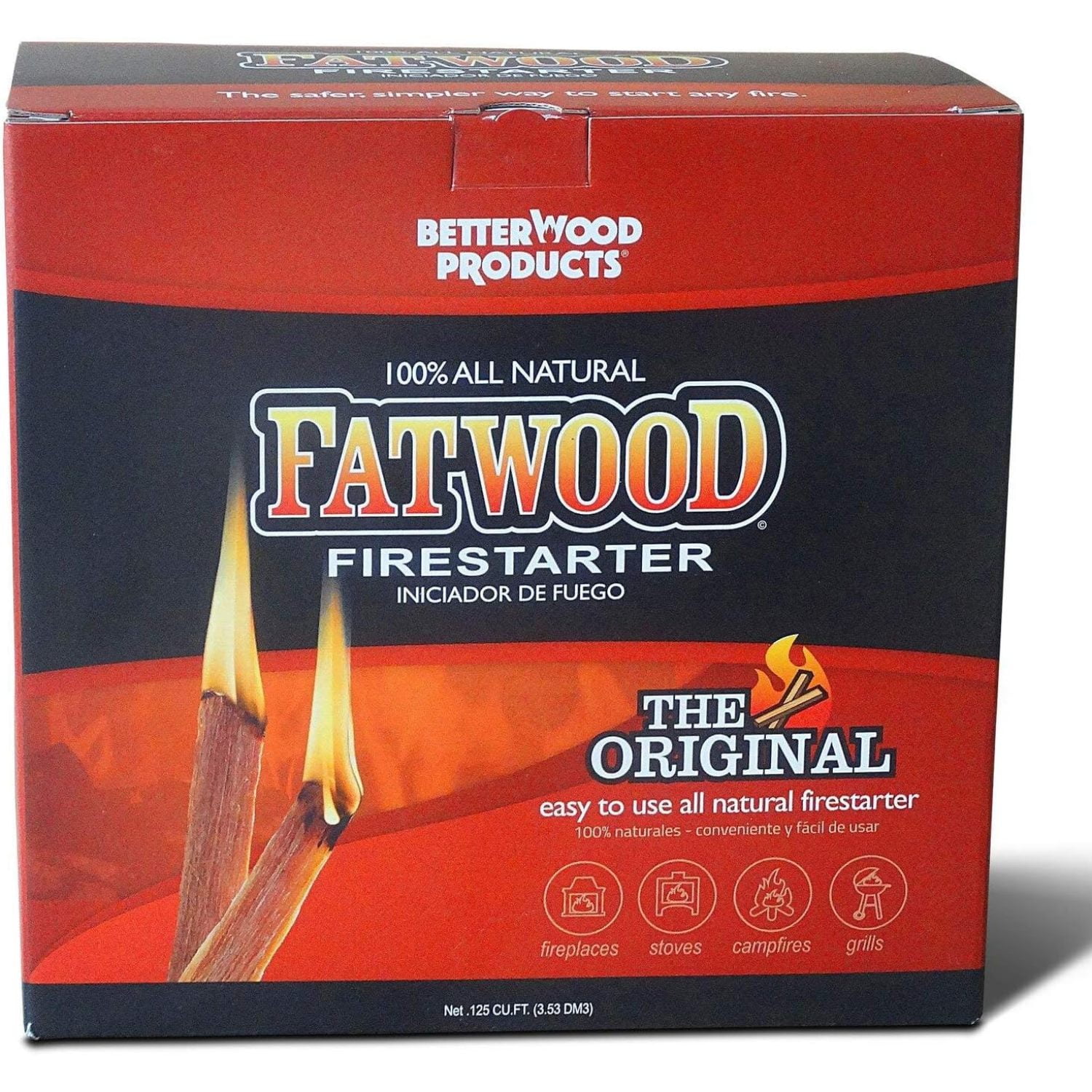 Betterwood Fatwood Natural Pine Firestarter for Campfire, BBQ, or ...