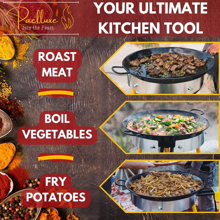 Paella Burner And Stand Paelluxe 22 Inch Paella Pan 16 Servings ...