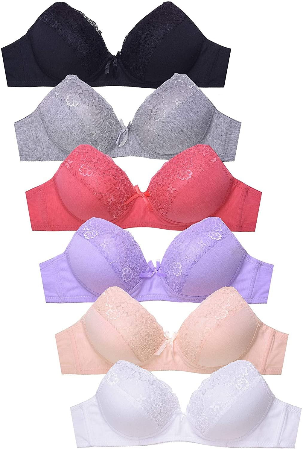 Womens 6 Pack of Everyday No Wire Full Cup Bra - Walmart.com