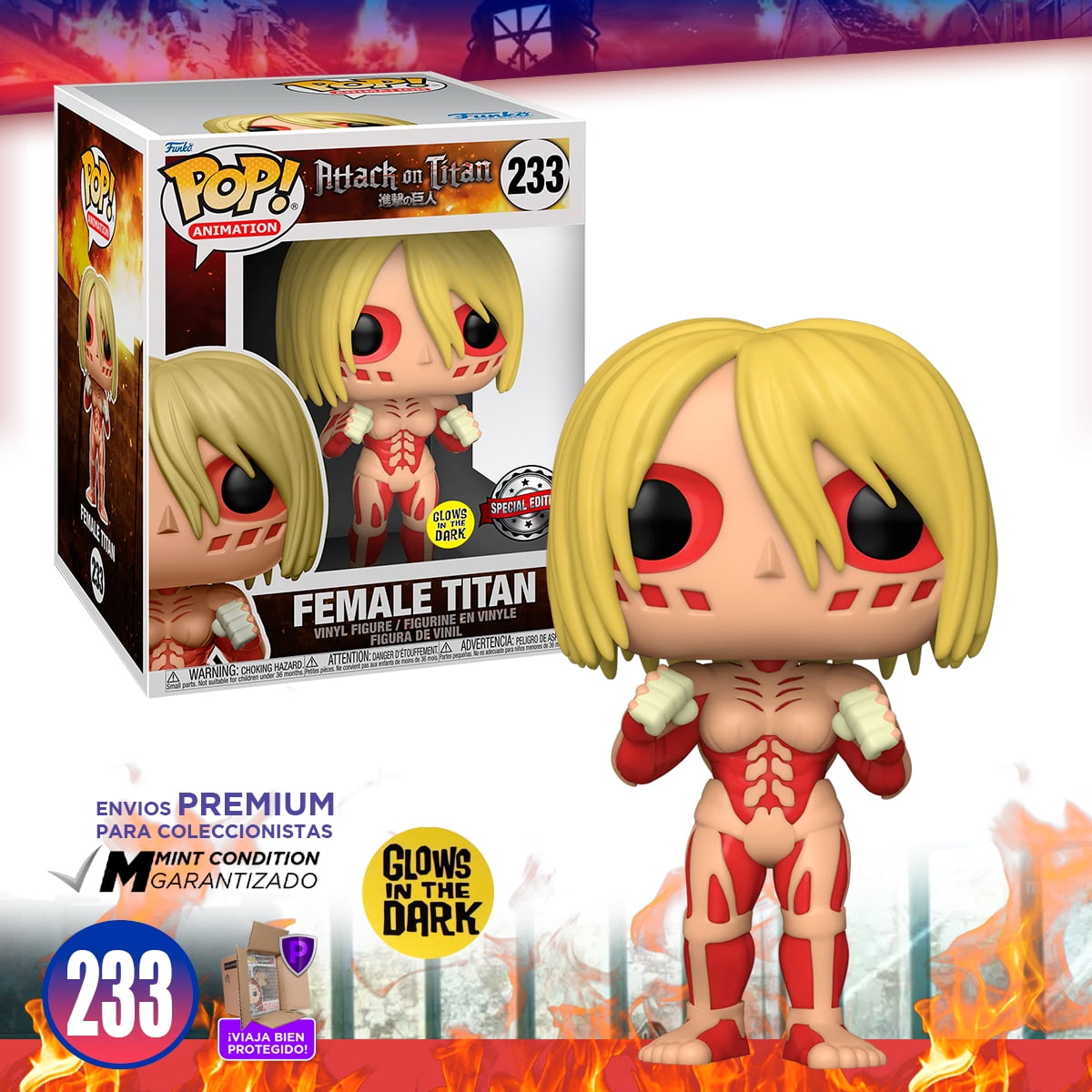 Funko Pop Titan Hembra #233 Glow Attack On Titan Anime 6 Pulgadas Funko ...