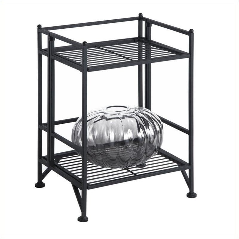 Pemberly Row 2 Tier Folding Metal Shelf - Black - Walmart.com