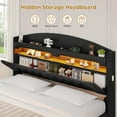 Kicode King Size LED Floating Bed Frame, PU Black, with Storage ...