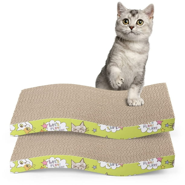 PrimePets cat Scratchers cardboard, S Shape cat Scratch Pad, cat Scratching, 9 inch Wide ...
