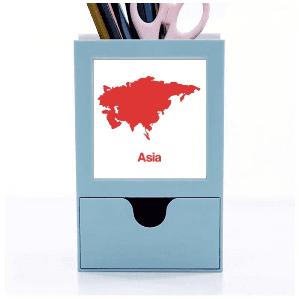 Red Asia Illustration Map Pattern Desk Supplies Organizer Pen Holder ...