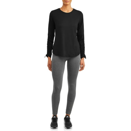 Avia - Avia Women's Active Performance Crewneck Ruched Long Sleeve T ...