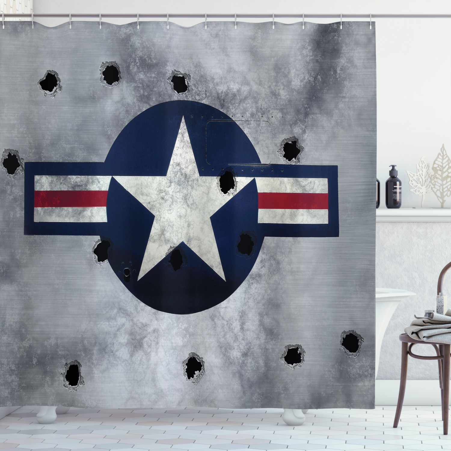 Airplane Decor Army Logo Usaf Star Round On Grunge Metal With Bullet ...