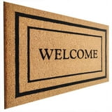 First Concept 18 in. W X 30 in. L Black/Brown Welcome Coir Door Mat ...