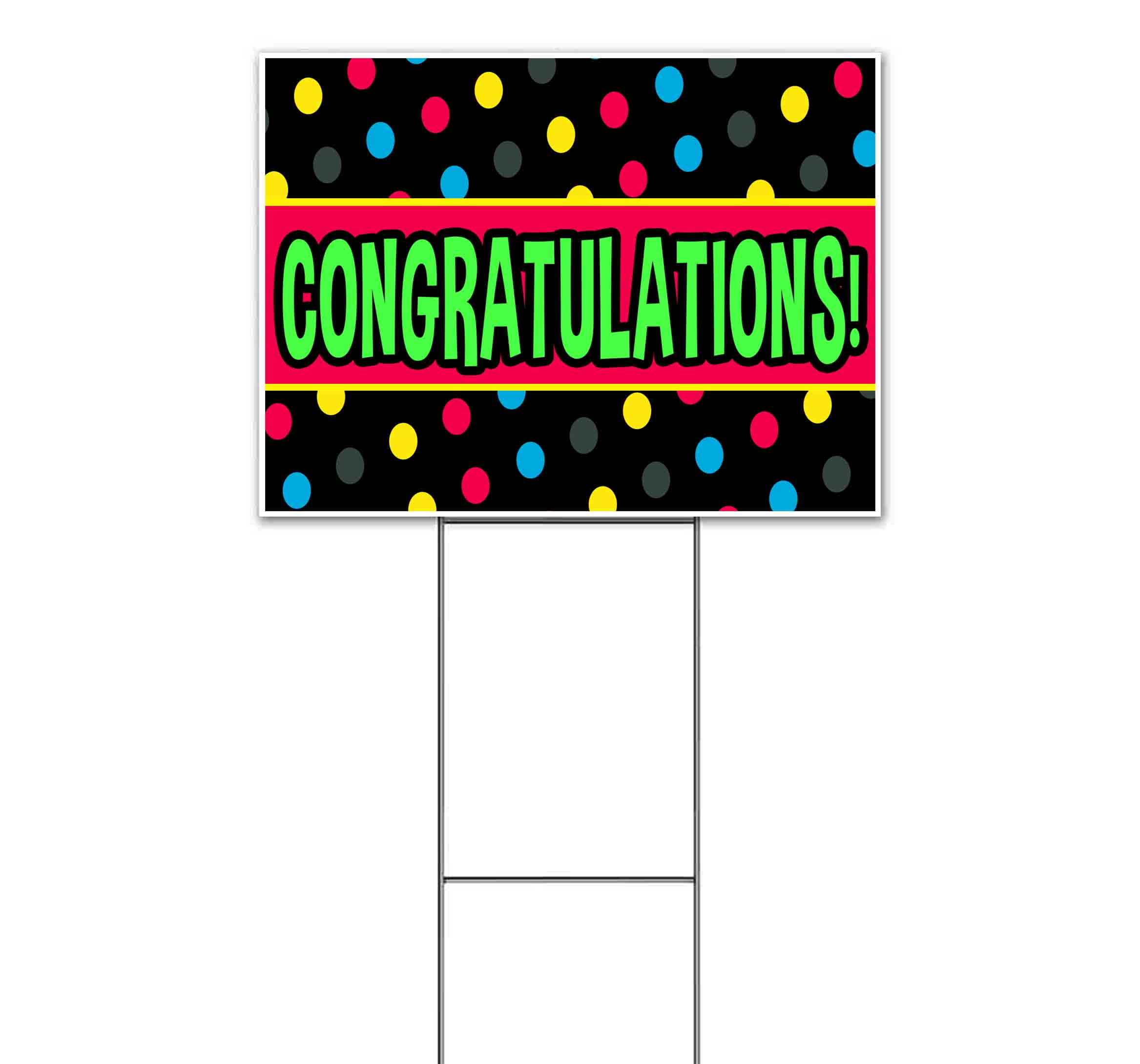 Congratulations Dots (18" x 24") Yard Sign, Includes Metal Step Stake ...