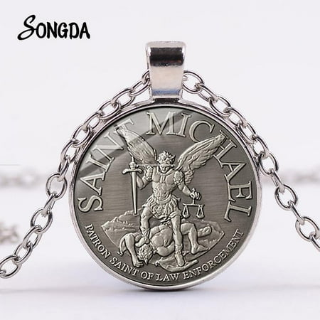 Archangel St.michael Necklace Protect Me Saint Shield Angel Protection ...