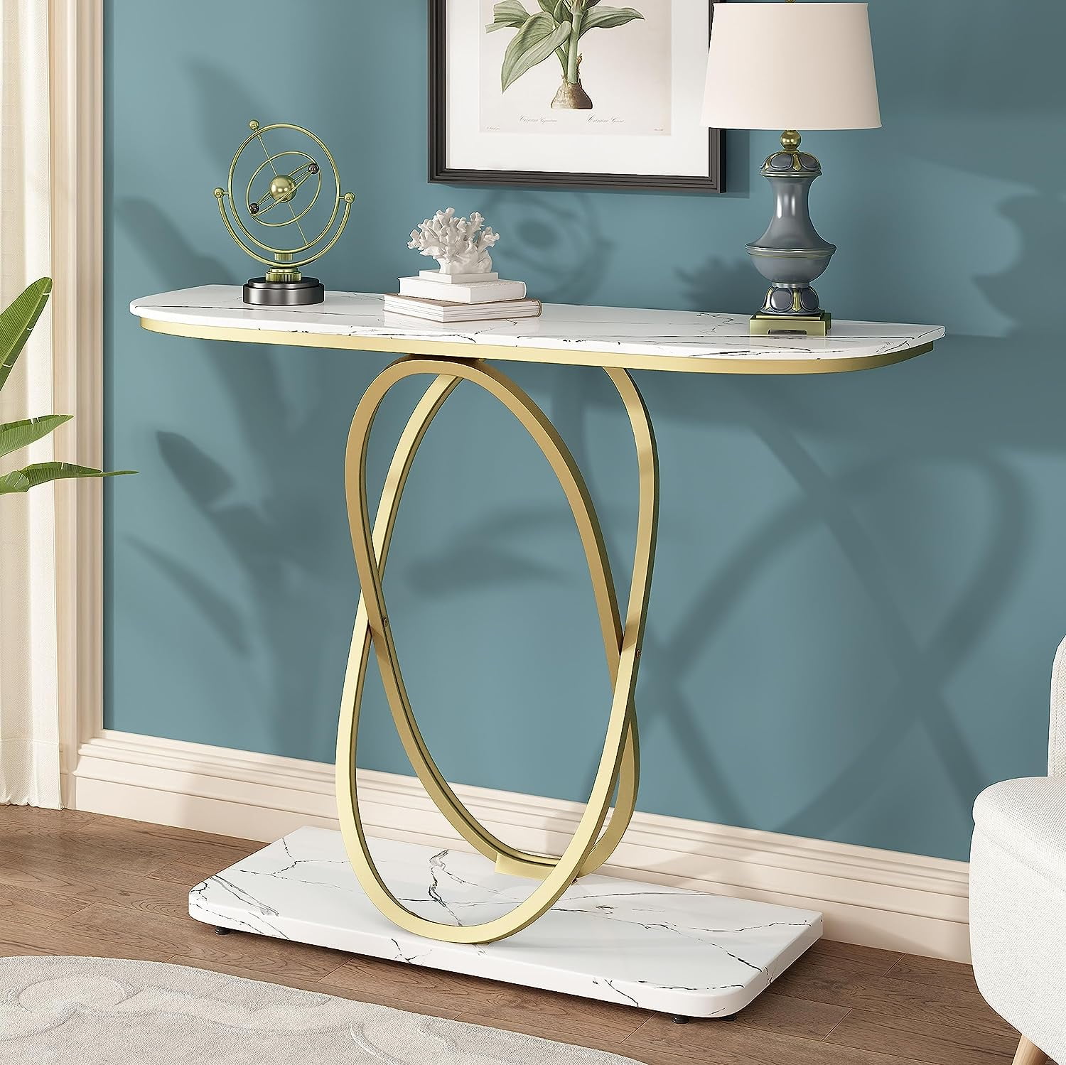 SHMAMT Modern Console Tables for Entryway,Glass Entrance Table with ...