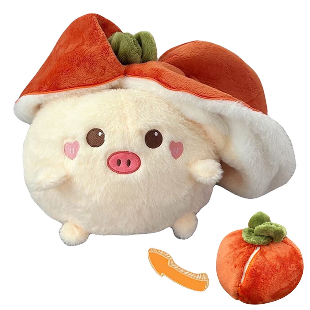 Seekfunning 2in1 Cute Pig Plush Flip Fruit to Bunny Pillow Stuffed Lop ...