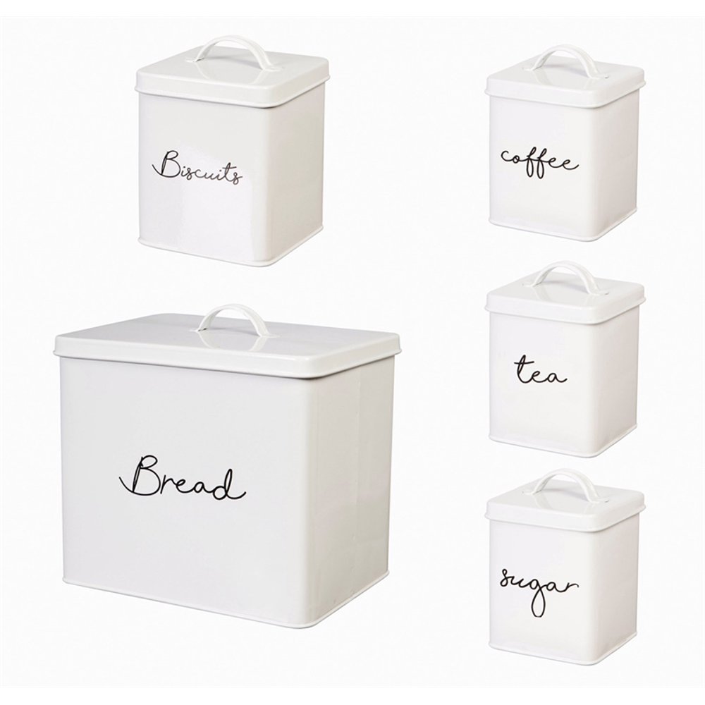 Steel Kitchen Canisters, 5 Pcs, White - Walmart.com - Walmart.com