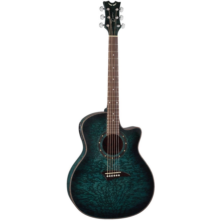 Dean Exotica Quilt Ash Acoustic/Electric Guitar - Trans Blue Satin ...
