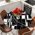 Abstract Geometric Lattice Pattern Round Fitted Tablecloth with Elastic ...