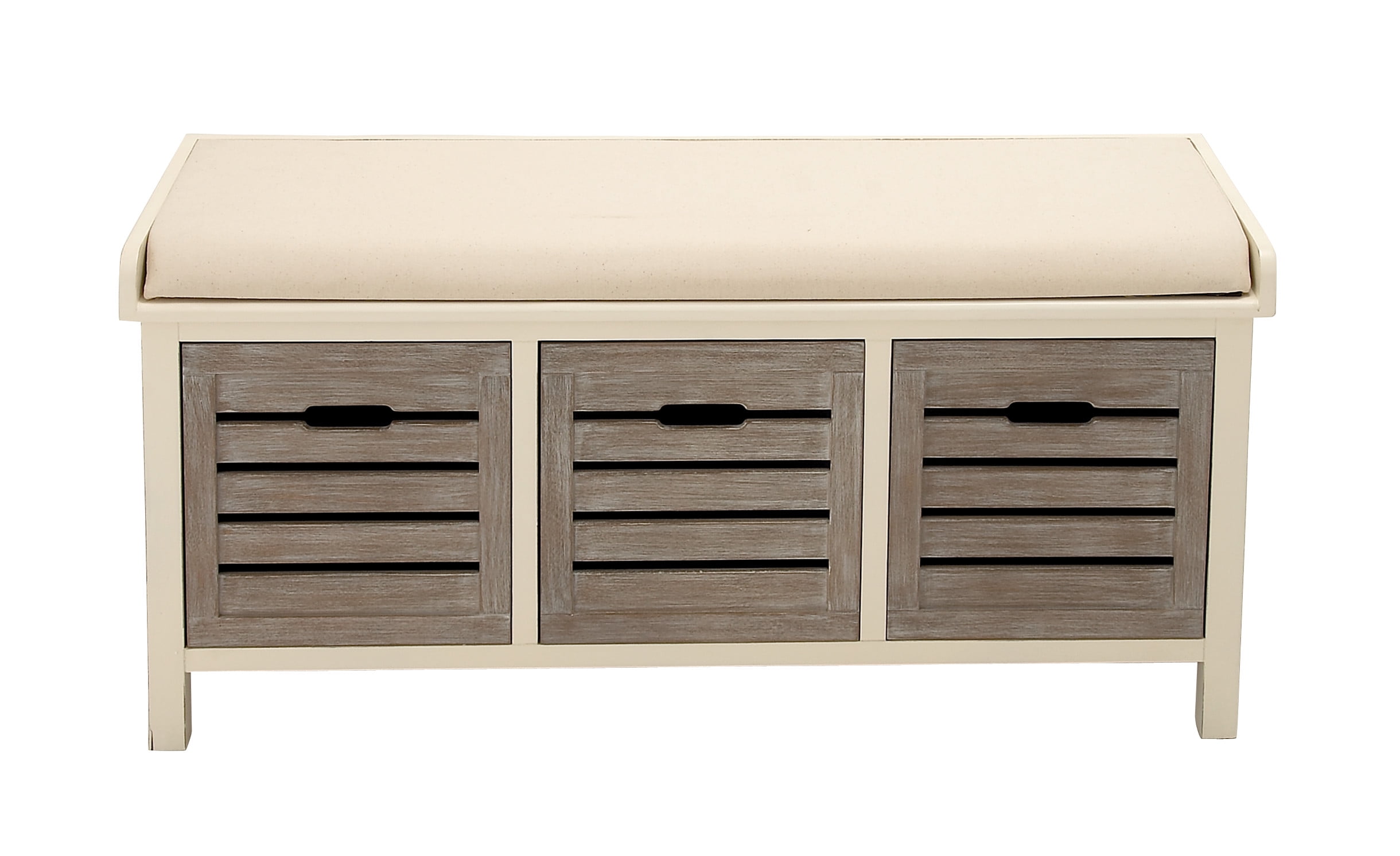 DecMode 42" x 20" White Wood Industrial Storage Bench - Walmart.com