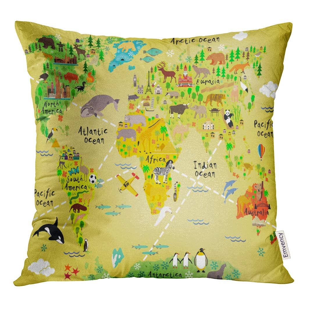 STOAG Cartoon World Map Geography Kids Canberra America Fish Throw ...