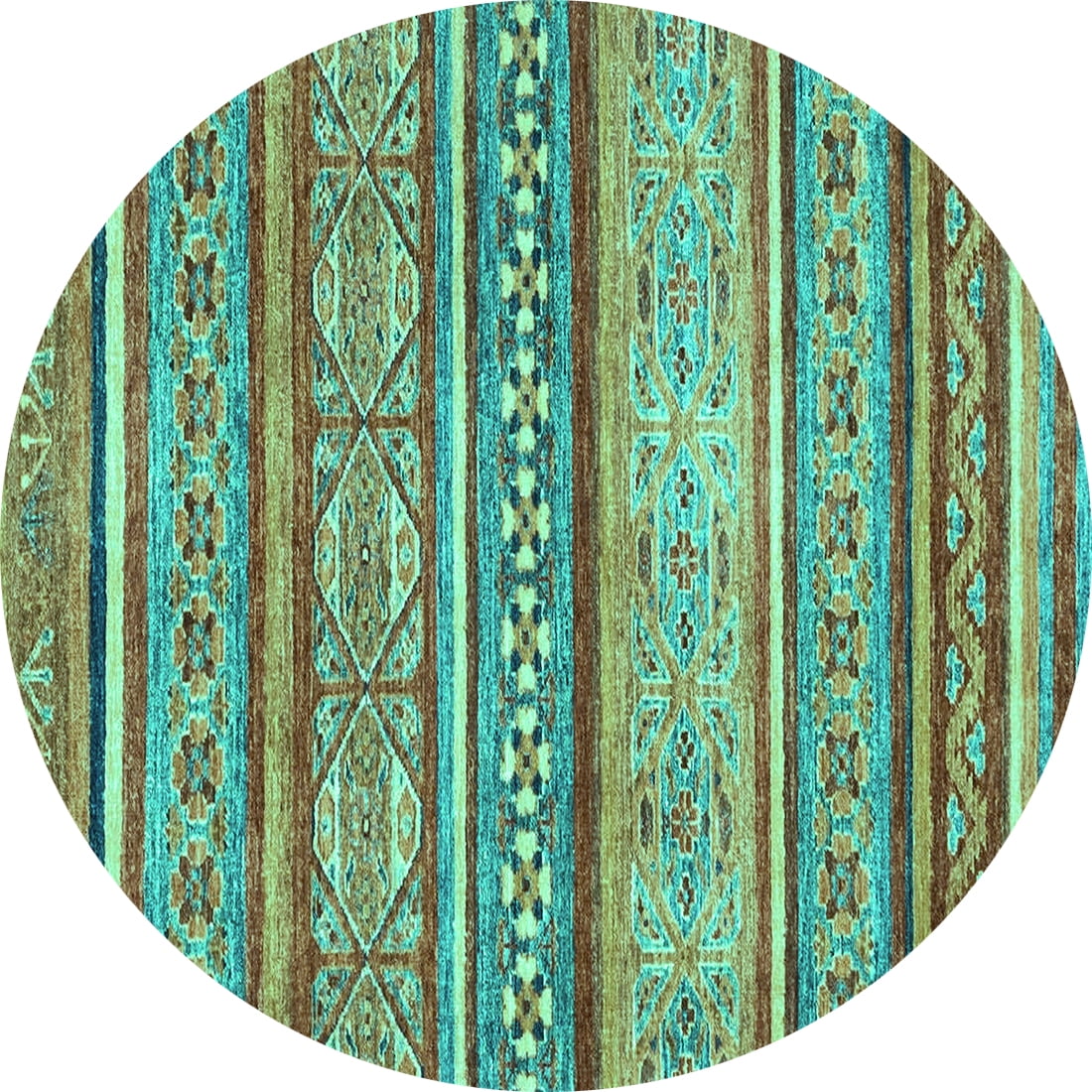 Ahgly Company Indoor Round Abstract Turquoise Blue Modern Area Rugs, 3 ...