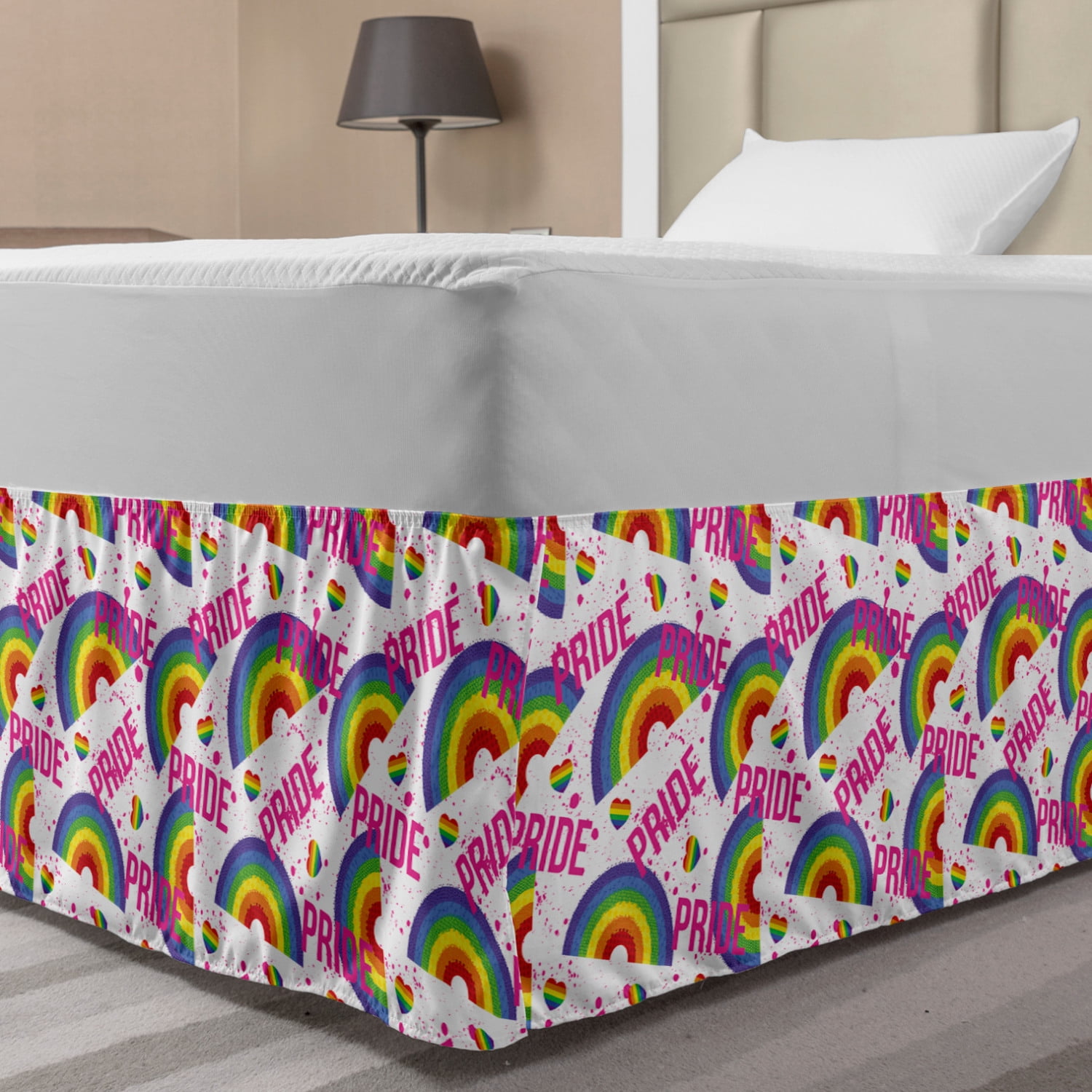 Pride Day Bed Skirt Pixelated Grunge Vibrant Lgbt Rainbow Illustration