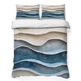Beach Ocean Blue Gradient Wave 3 Pieces Quilt Set,1 Quilt with 2 Shams ...