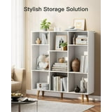 CHITOOMA Wood Bookcase, 3-Tier 9-Cube Organizer with Adjustable Shelves ...