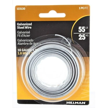 Hillman Utility Purpose 50ft Galvanized Steel 9Ga Wire for Hardware Use ...