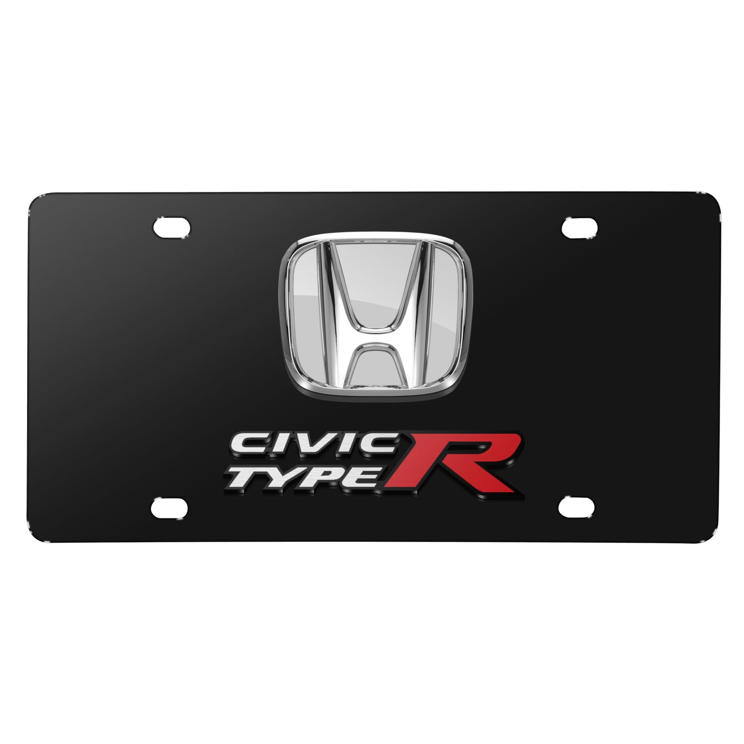Honda Civic Type-R 3D Chrome Logo Dual Black Stainless Steel License ...
