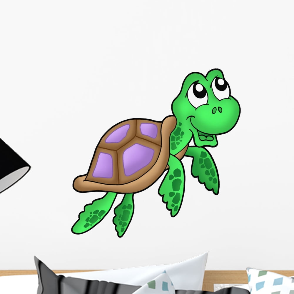 Little Sea Turtle Purple Wall Decal Sticker, Wallmonkeys Peel & Stick ...