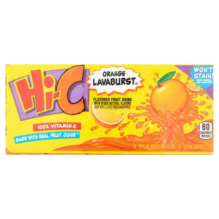 Hi-C Juice, Orange Lavaburst, 6 Fl Oz, 10 Count - Walmart.com