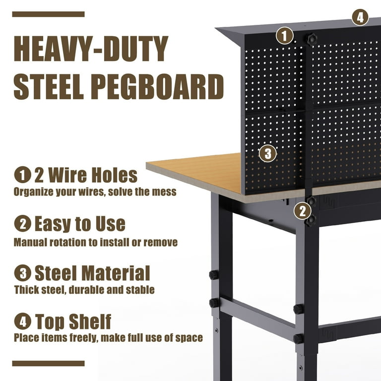 VEVOR VEVOR Workbench Adjustable Height, 122cm W X 61cm D X