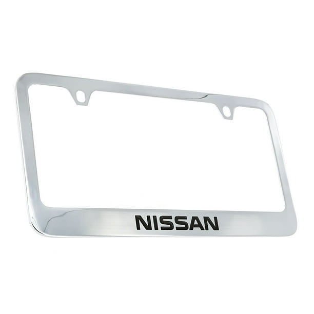 Nissan wordmark chrome plated metal license plate frame holder 2 hole ...
